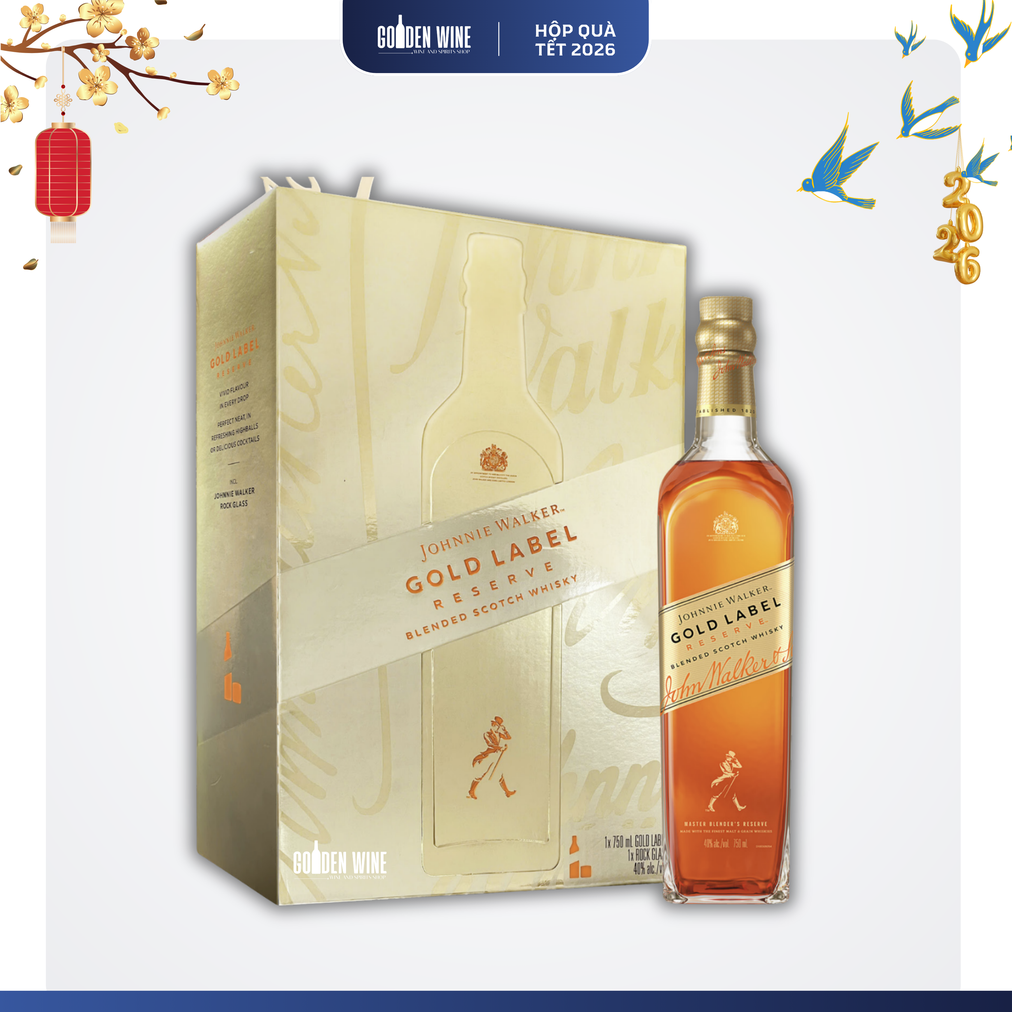 JOHNNIE WALKER GOLD LABEL RESERVE 2026 TET GIFT BOX | Golden Wine - GW